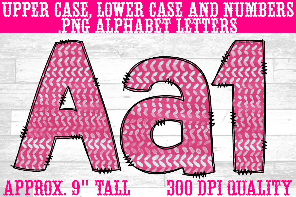 Pink & White Doodle Letters & Numbers Graphic by Dirty South Graphics ...