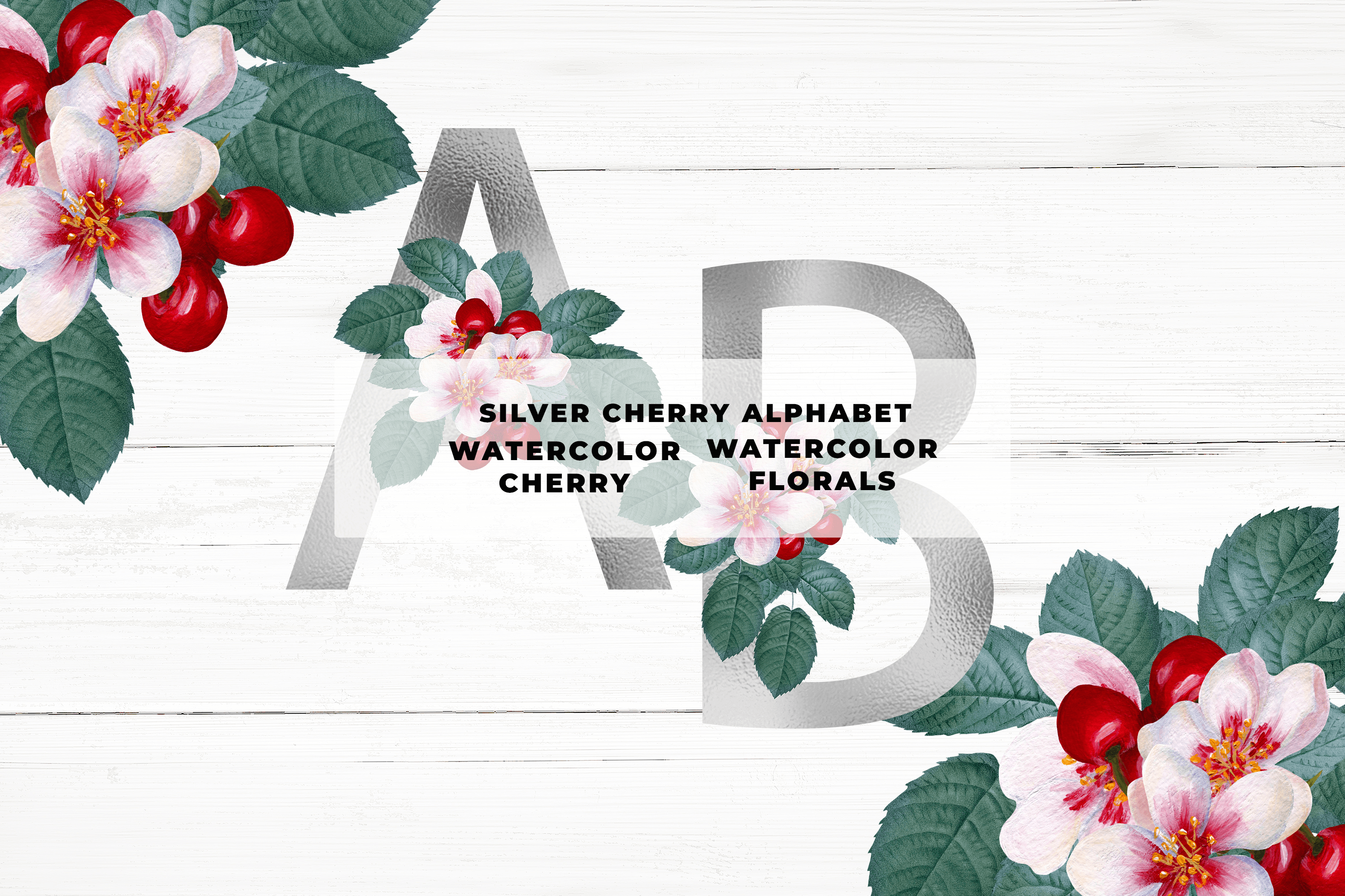 Silver Cherry Alphabet Graphic by Andreea Eremia Design · Creative Fabrica