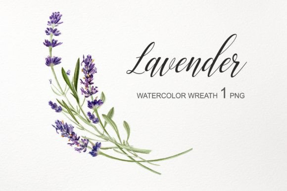 Watercolor Lavender Wreath Clipart Graphic by WatercolorGardens ...