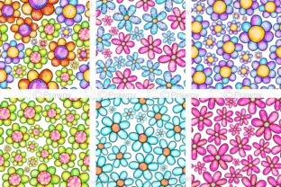 Seamless Watercolor Doodle Flower Papers Graphic by Prawny · Creative ...