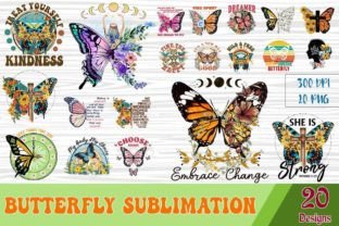 Butterfly Sublimation Bundle 20 Designs Graphic by basilio.vintage ...