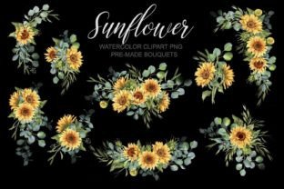 Watercolor Sunflower Eucalyptus Clipart Graphic by WatercolorGardens ...