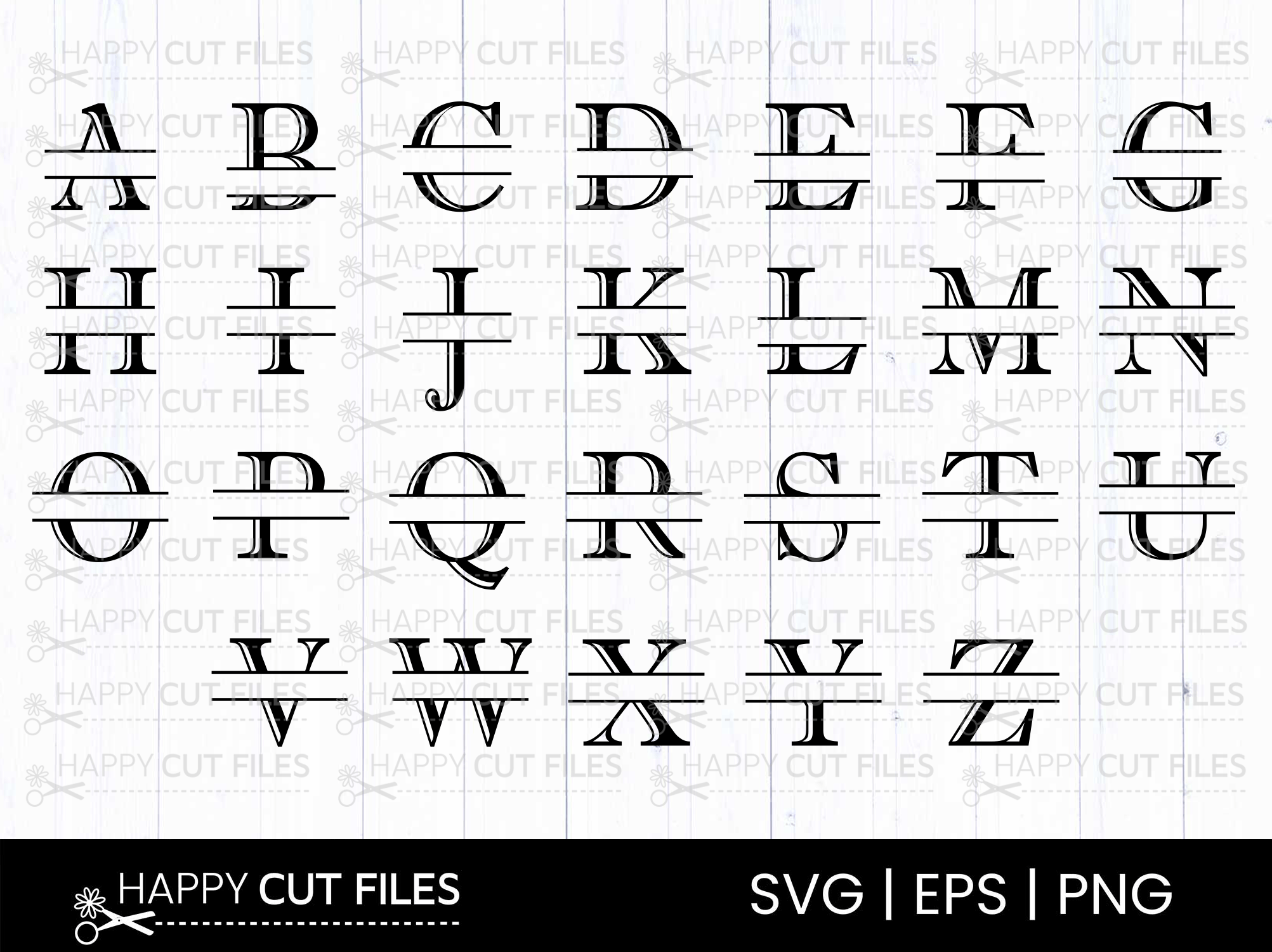 Modern Split Monogram Alphabet a-Z Graphic by happycutfiles · Creative ...