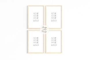 4 Wood Frame Mockup,Four A4 Frame Mockup Graphic by SergeiArtDesign ...