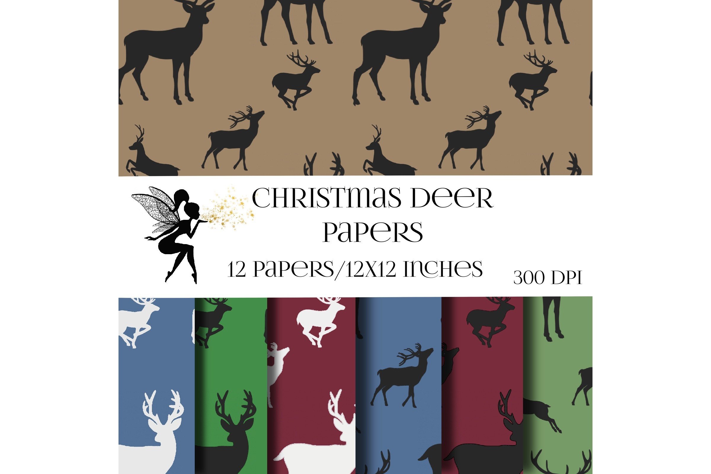 Christmas Deer Digital Pattern, Papers Graphic by Pixy Art Store ...