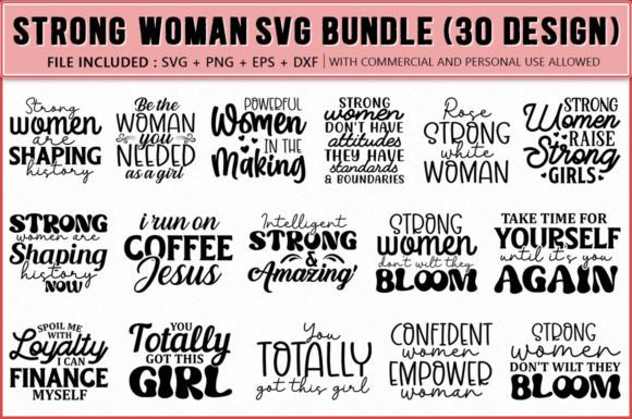 Strong Woman 30 Designs SVG Bundle Graphic by Extreme DesignArt ...