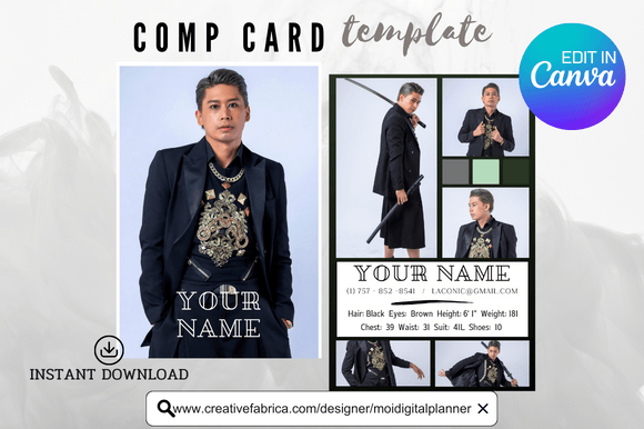 Comp Card for Men | Canva Template Graphic by MoiDigitalPlanner ...