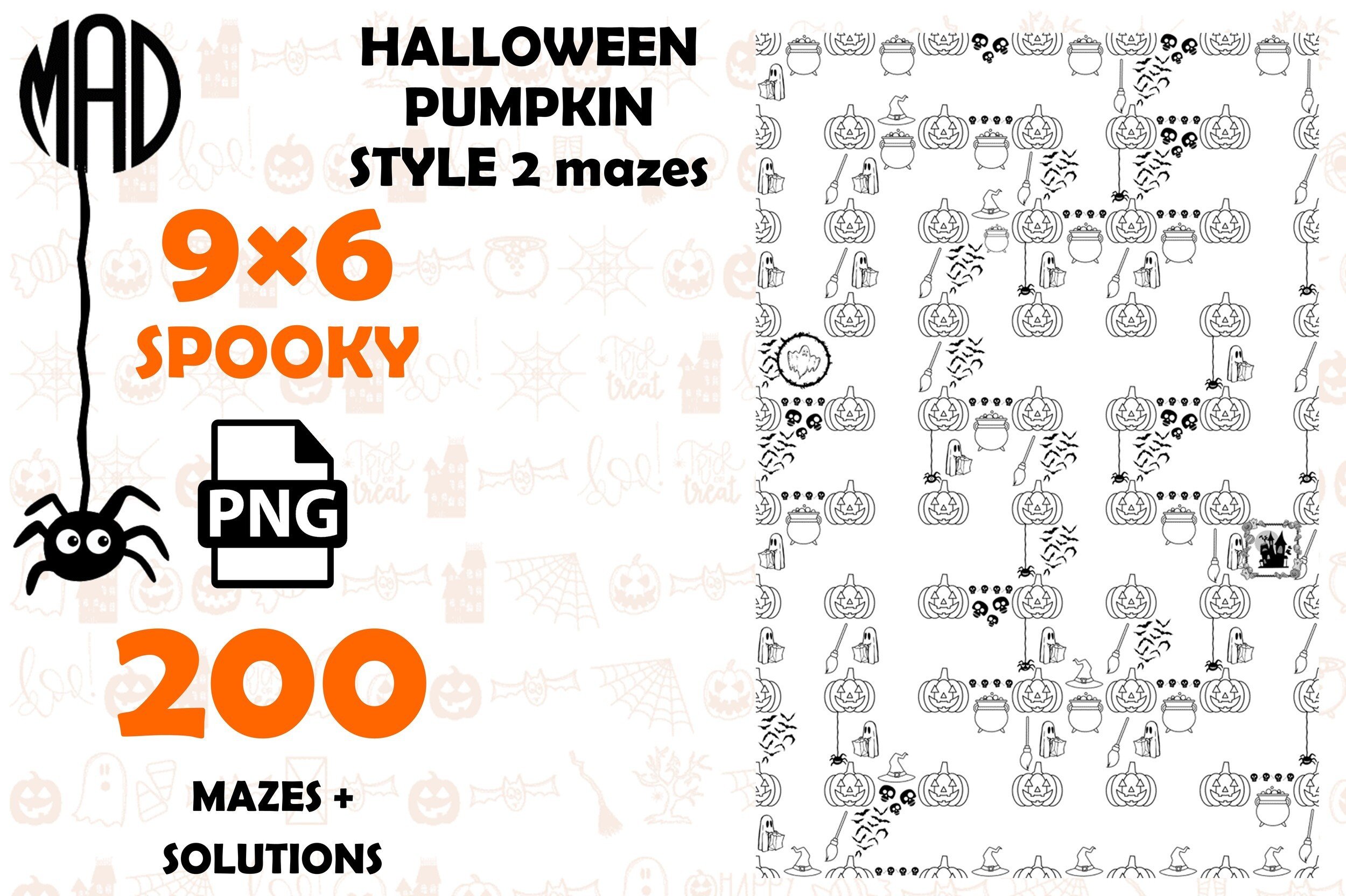 HALLOWEEN PUMPKIN MAZES GREY Ver.2 Graphic by Marina Art Design ...