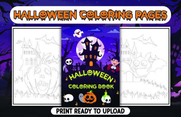 Halloween Coloring Pages with Book Cover Graphic by KDP Set · Creative ...