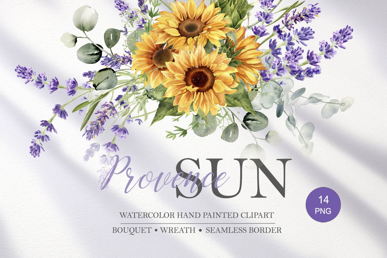Sunflower & Lavender Flowers Clipart. Graphic by WatercolorGardens ...