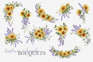 Sunflower & Lavender Flowers Clipart. Graphic by WatercolorGardens ...
