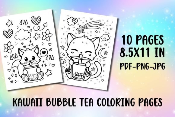 Kawaii Bubble Tea Coloring Pages Kids Graphic by TazDigiStore ...
