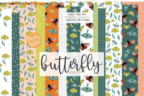 Butterfly Garden Seamless Patterns Graphic by maebywild · Creative Fabrica