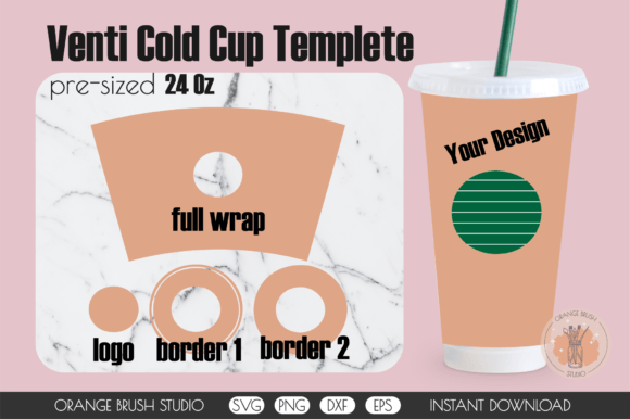 Full Wrap DesignTemplate Venti Cup 24 OZ Graphic by Orange Brush Studio ...