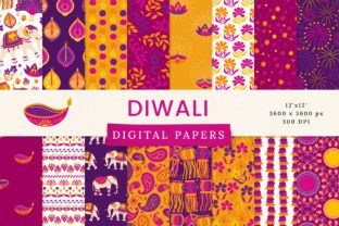 Diwali Digital Paper Seamless Patterns Graphic by Julia Dreams ...