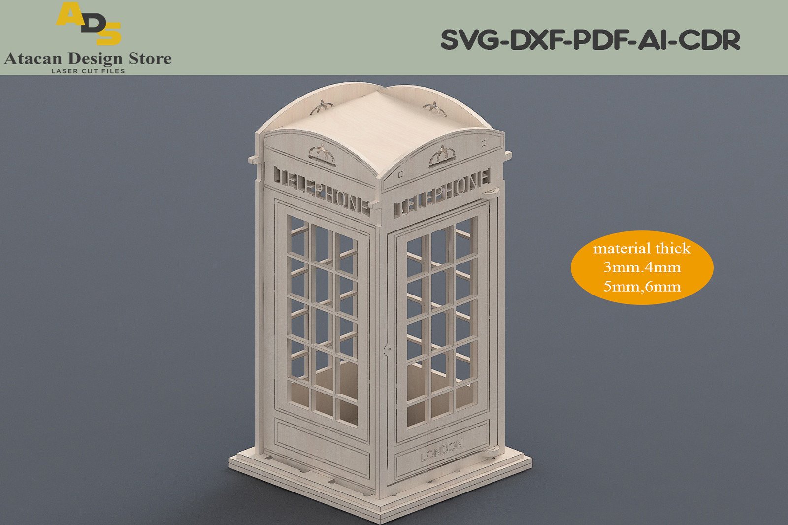 4mm London Telephone Laser Svg Cut Files · Creative Fabrica