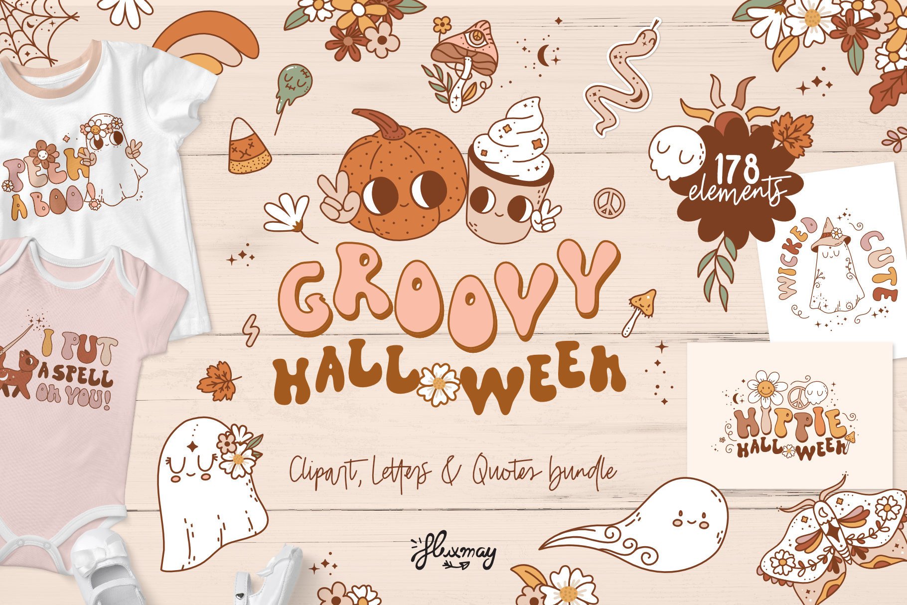 Groovy Retro Halloween - Clipart Bundle Graphic by huxmay · Creative ...