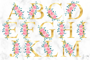 Gold Foil Flower Alphabet Letter Clipart Graphic by Katine Design ...