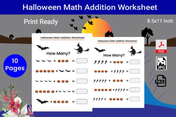Halloween Addition Worksheet Print Ready Graphic by Hitubrand ...