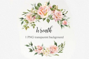 Watercolor Blush Rose Flower Wreath PNG Graphic by WatercolorGardens ...