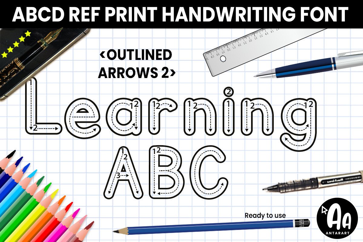 Abcd Ref Outlined Arrows2 Font by AntarArt · Creative Fabrica