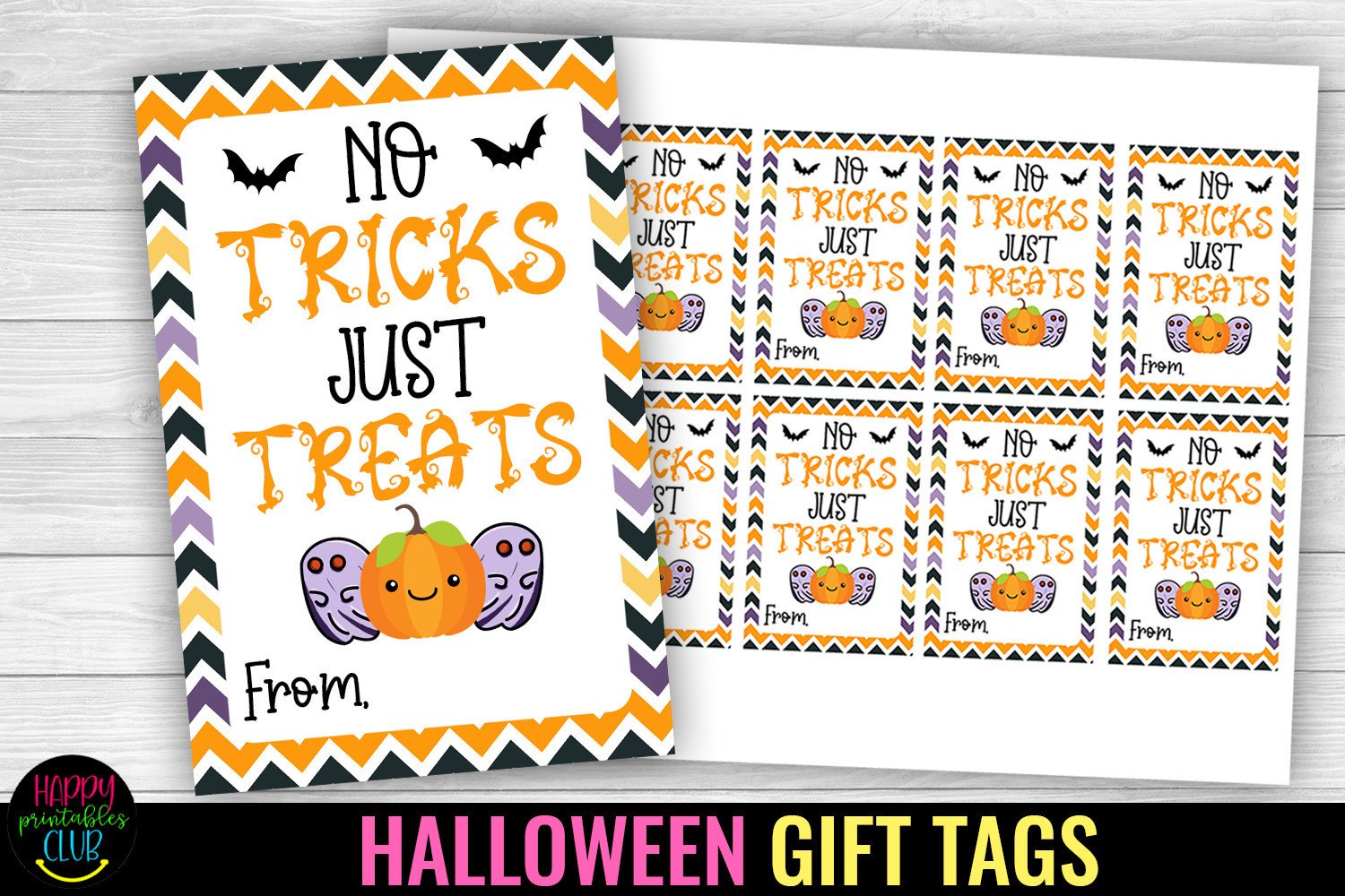 No Tricks Just Treats Halloween Gift Tag Graphic by Happy Printables ...