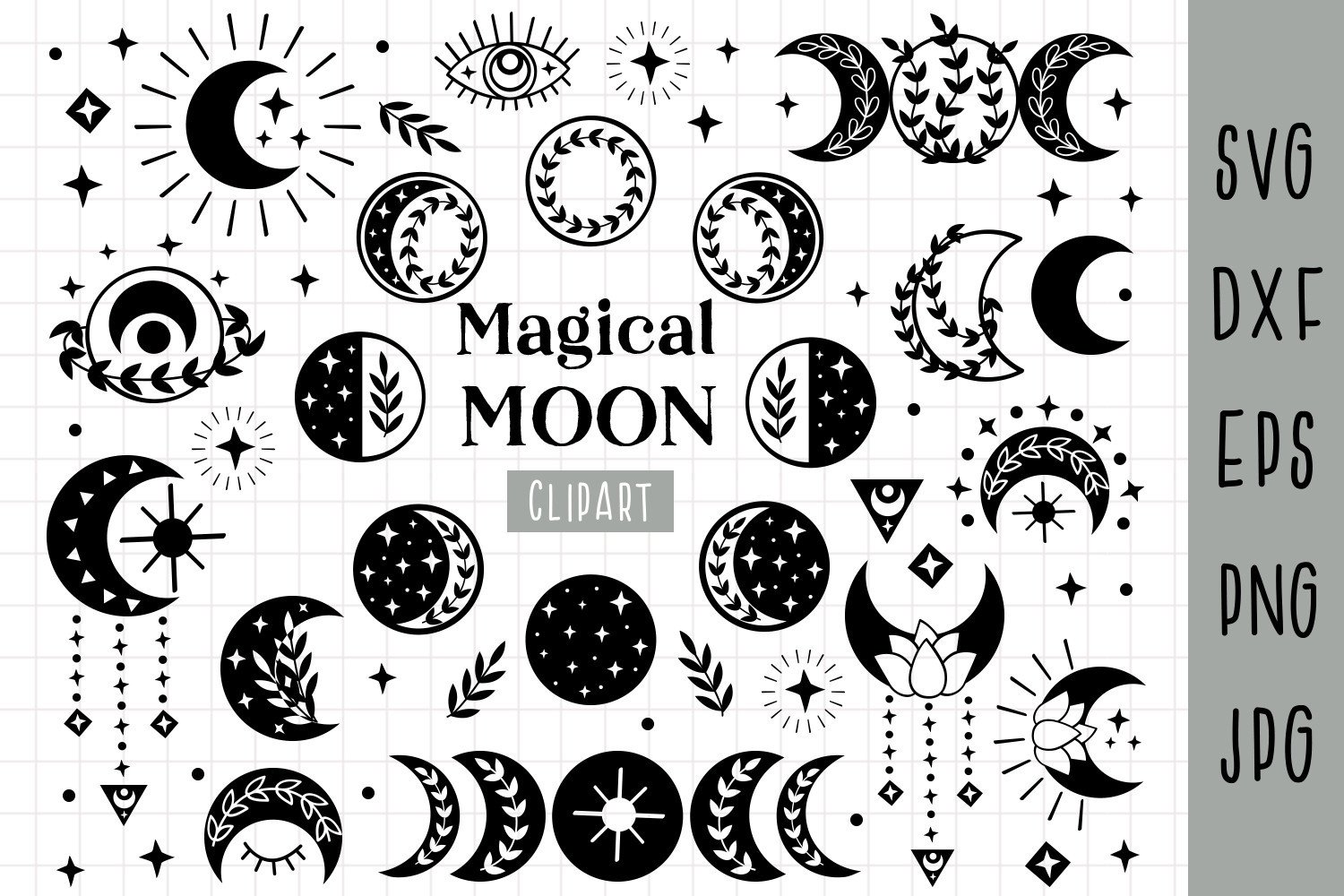 Moon Phase Svg, Celestial Clipart, Black Graphic by Nataka · Creative ...