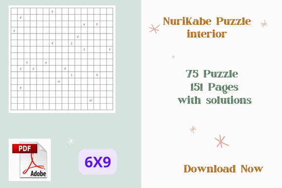Nurikabe Puzzle Activity Paper Book Graphic by Lafuma Colour Dew ...