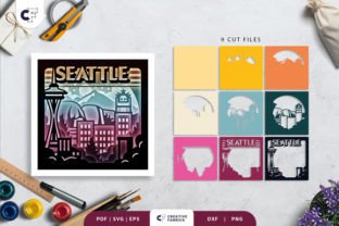 Seattle, USA Skyline 3D Shadow Box · Creative Fabrica