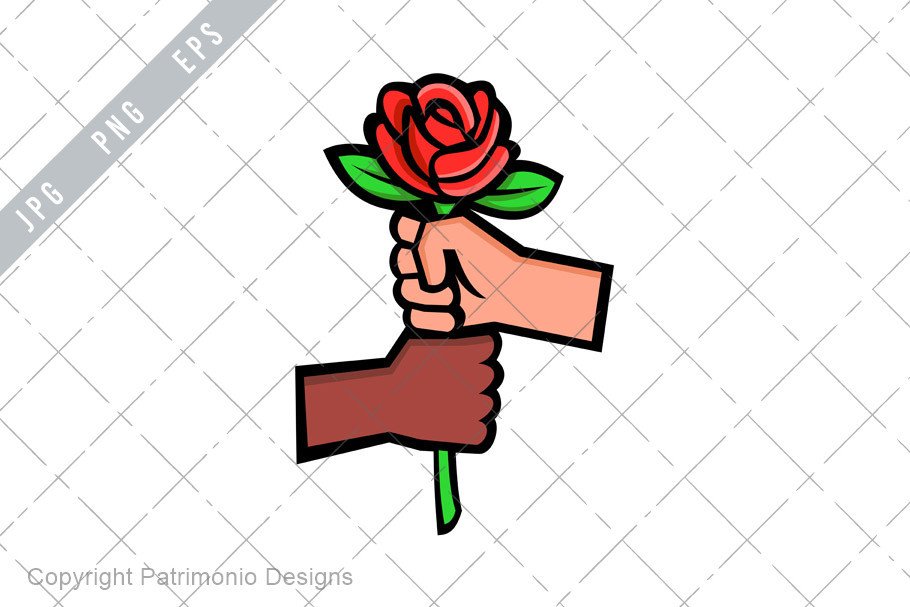 Two Hands Holding Red Rose Mascot EPS Graphic by patrimonio · Creative ...