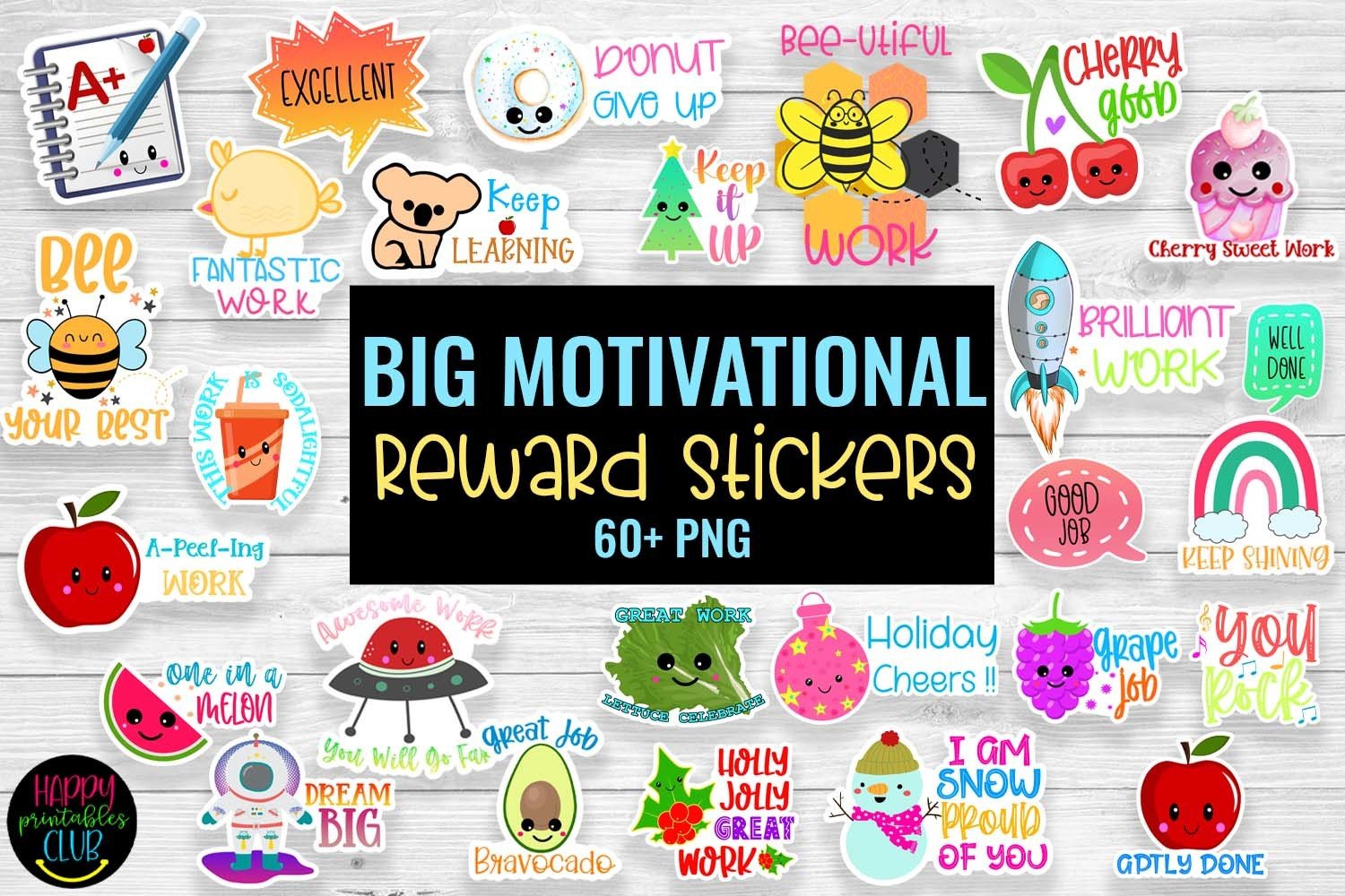 Big Motivational Reward Stickers Bundle Graphic by Happy Printables ...