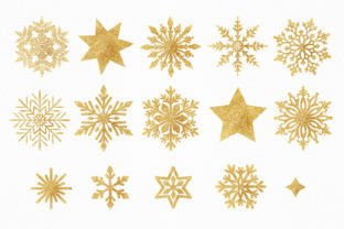 Gold Glitter Snowflakes Clipart PNG Graphic by Nata Art Graphic ...