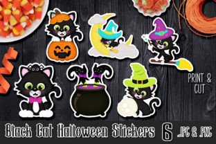 Black Cat Printable Halloween Stickers Graphic by Designing with Marlo ...