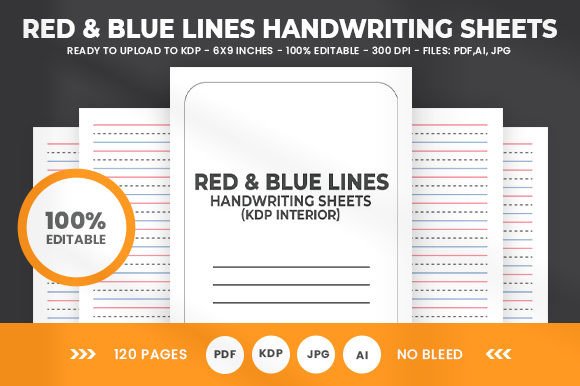 Red and Blue Lines Handwriting Sheets Graphic by PKDesign · Creative ...