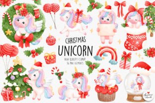 Christmas Unicorn Clipart Graphic by Chonnieartwork · Creative Fabrica