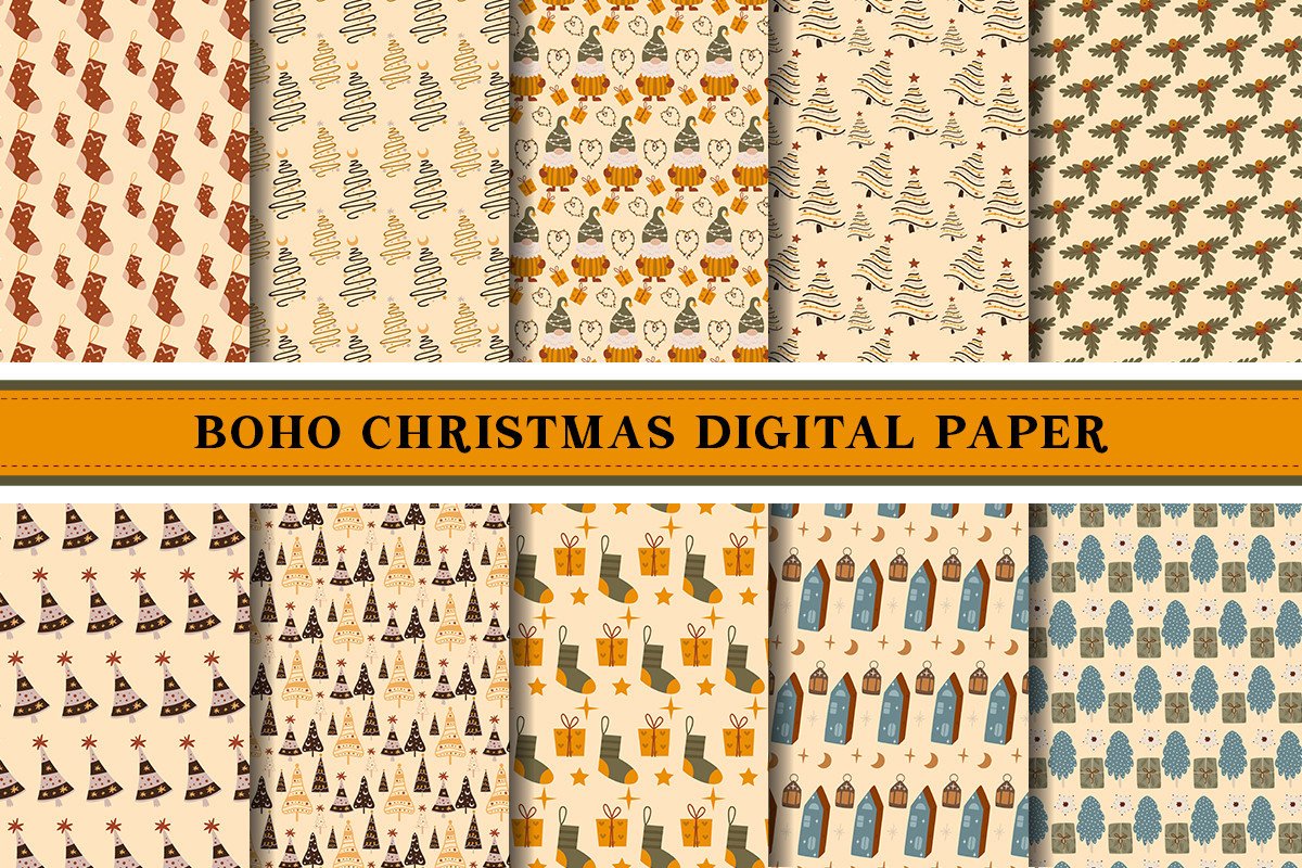 Boho Christmas Digital Paper Pattern Graphic by donalpack65 · Creative ...