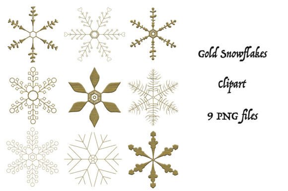Snowflakes Clipart Gold, PNG Graphic by TataStore · Creative Fabrica