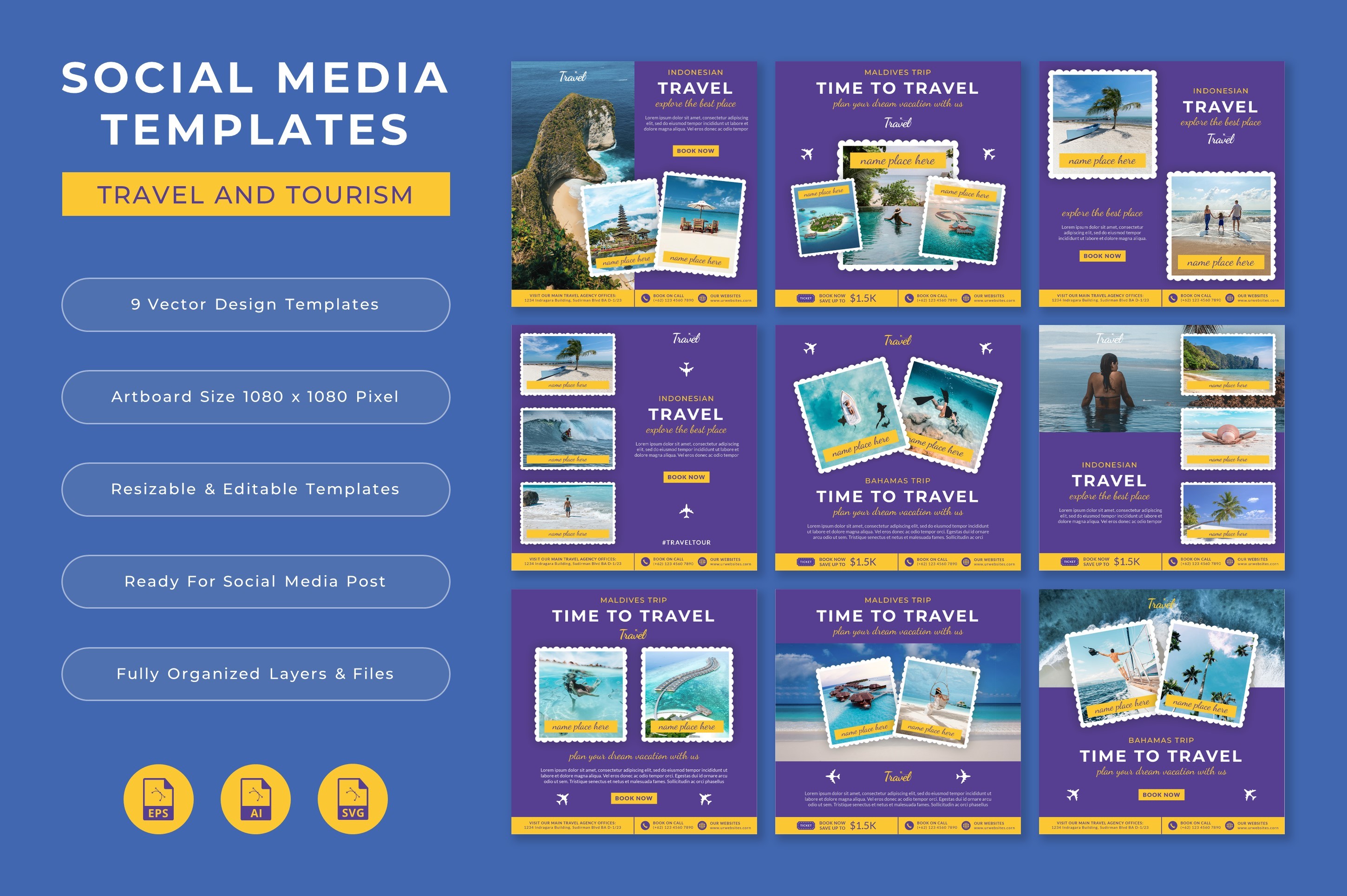Travel & Tourism Social Media Templates Graphic by Sigma Studio ...