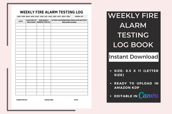 Weekly Fire Alarm Testing Log Book - KDP Graphic by BKS Studio ...