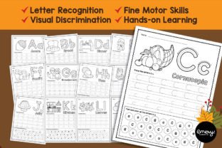 Thanksgiving Alphabet Tracing Worksheets Graphic by Emery Digital ...