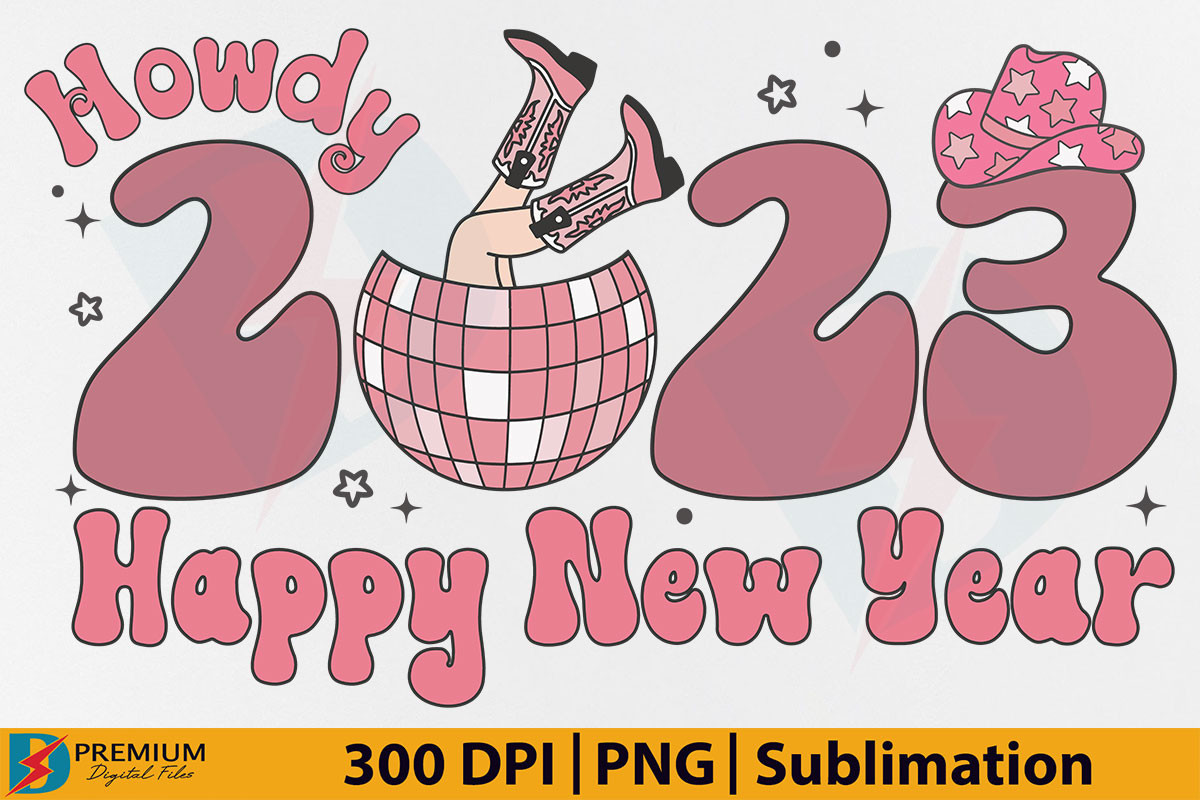 Howdy 2023 Groovy Happy New Year PNG Graphic by Premium Digital Files ...