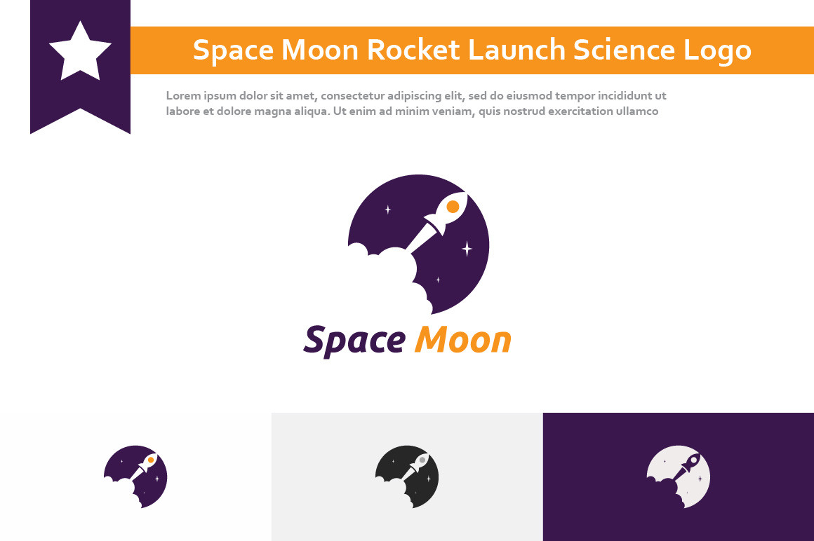Space Moon Rocket Launch Explore Logo Graphic by heartiny · Creative ...