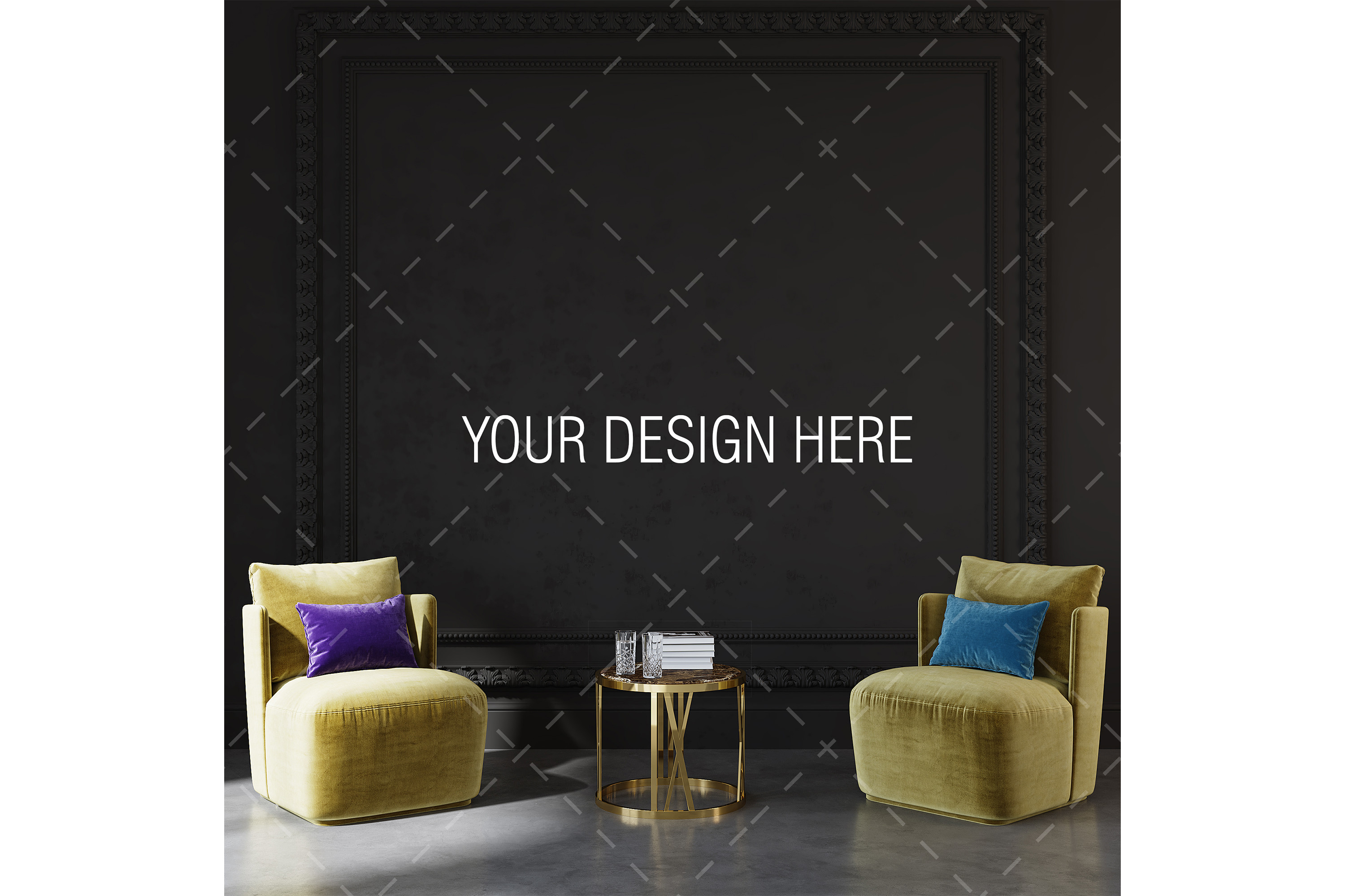Black Bland Wall Interior Mockup Graphic by hellonage · Creative Fabrica