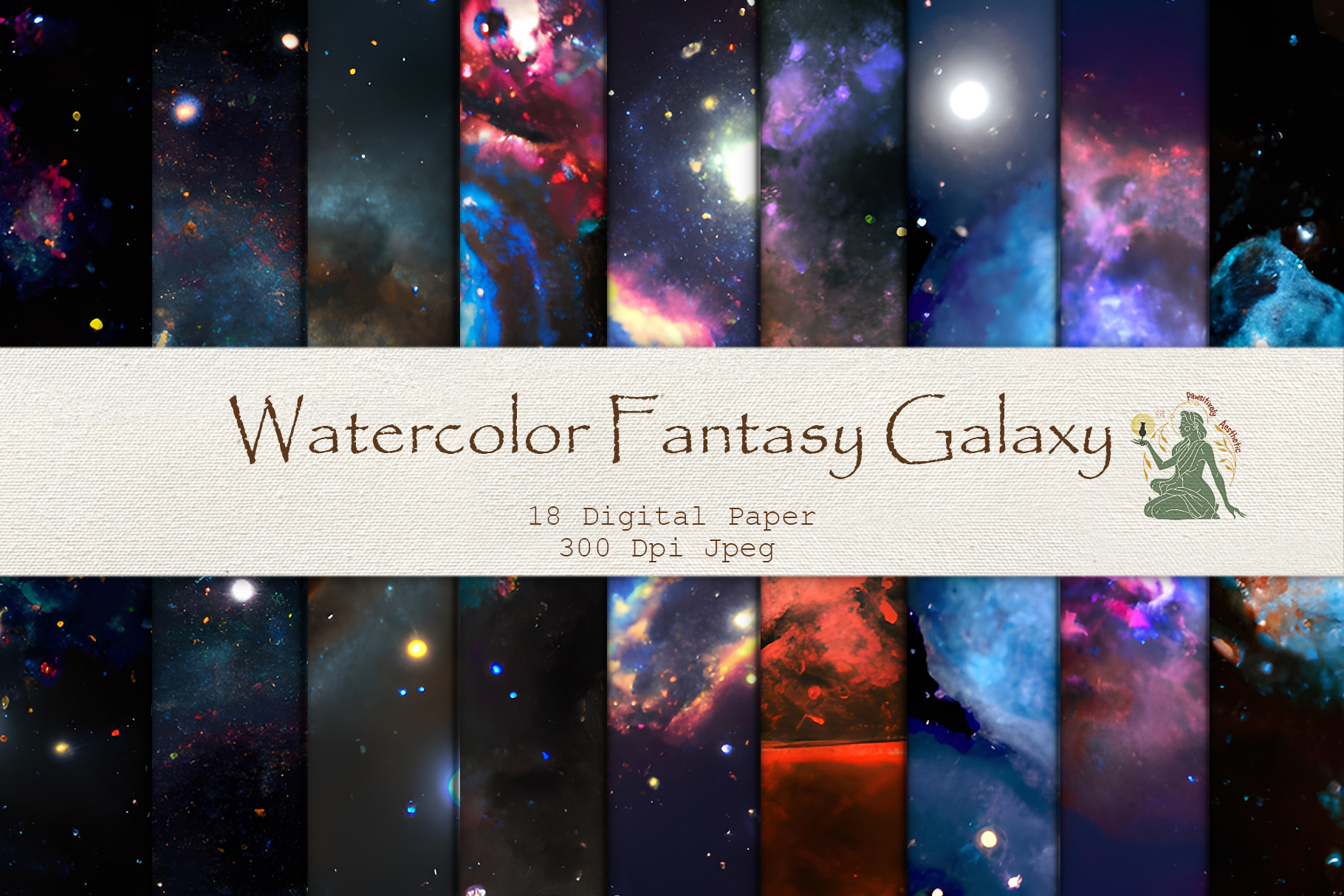 Watercolor Fantasy Galaxy Digital Paper Graphic by PawsitivelyAesthetic ...