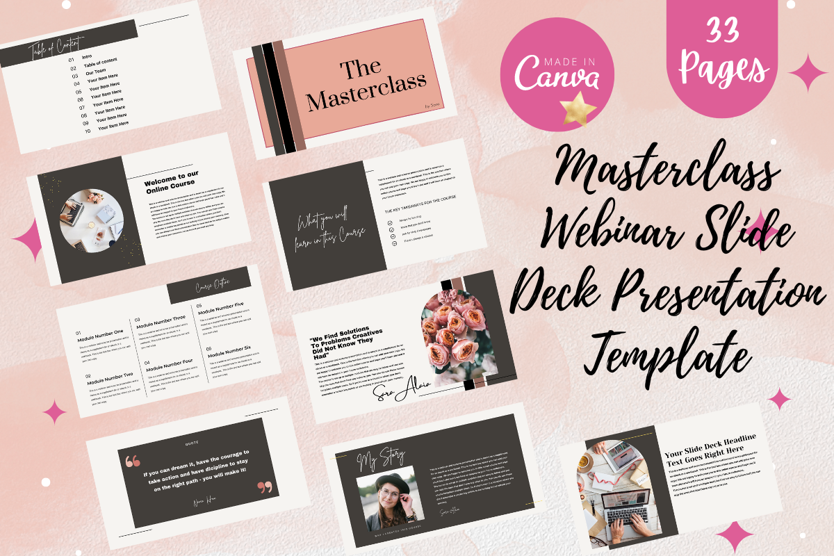 Webinar Slide Deck Presentation Template Graphic by bellaROSEworkshop ...