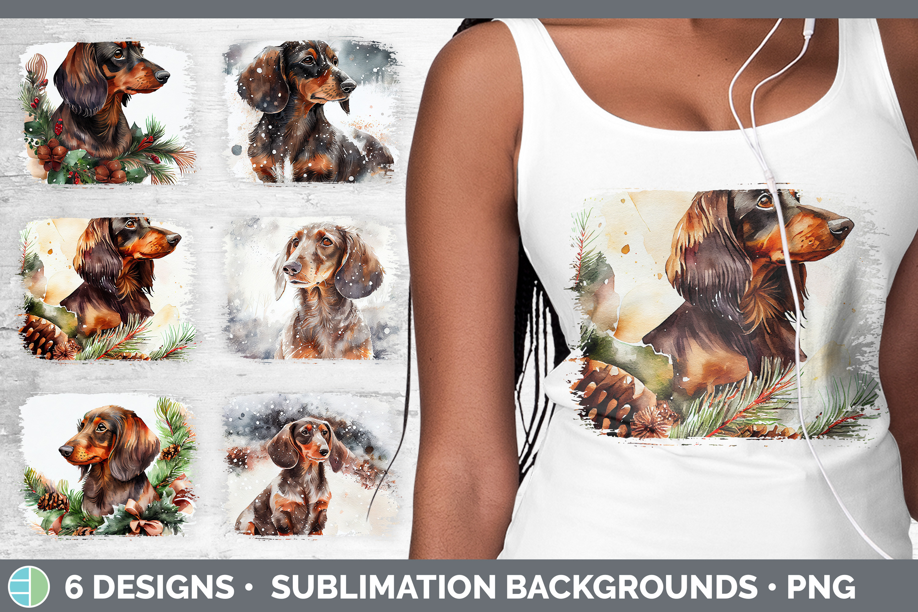 Snowy Dachshund Distressed Sublimation B Graphic by Enliven Designs ...