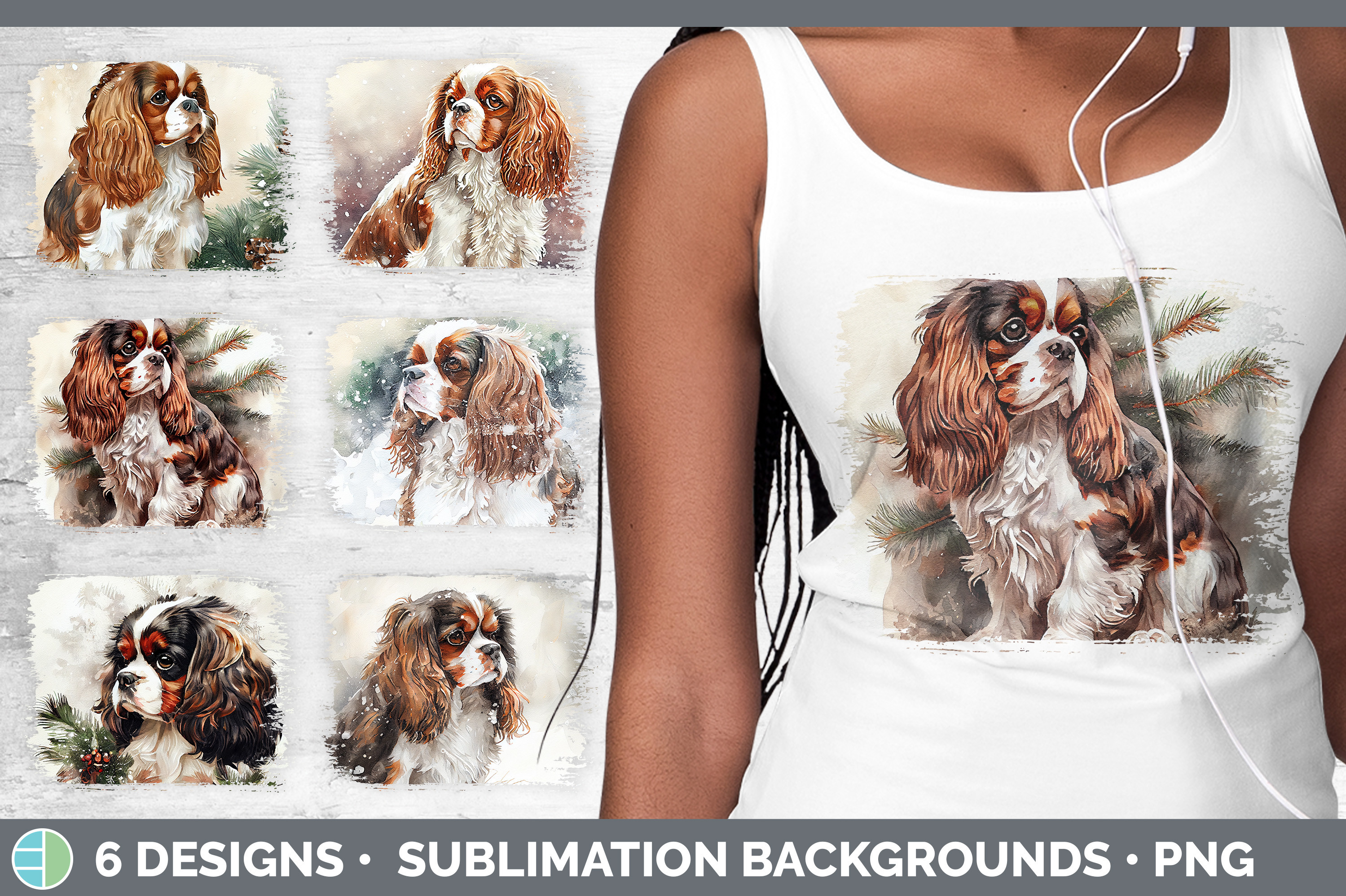 Snowy Cavalier King Distressed Sublimati Graphic by Enliven Designs ...
