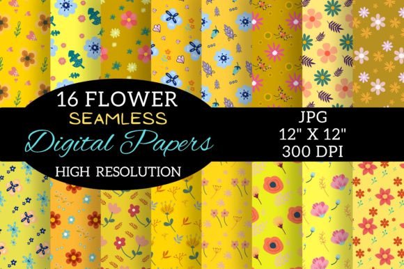40 Yellow Flower Digital Paper Designs & Graphics
