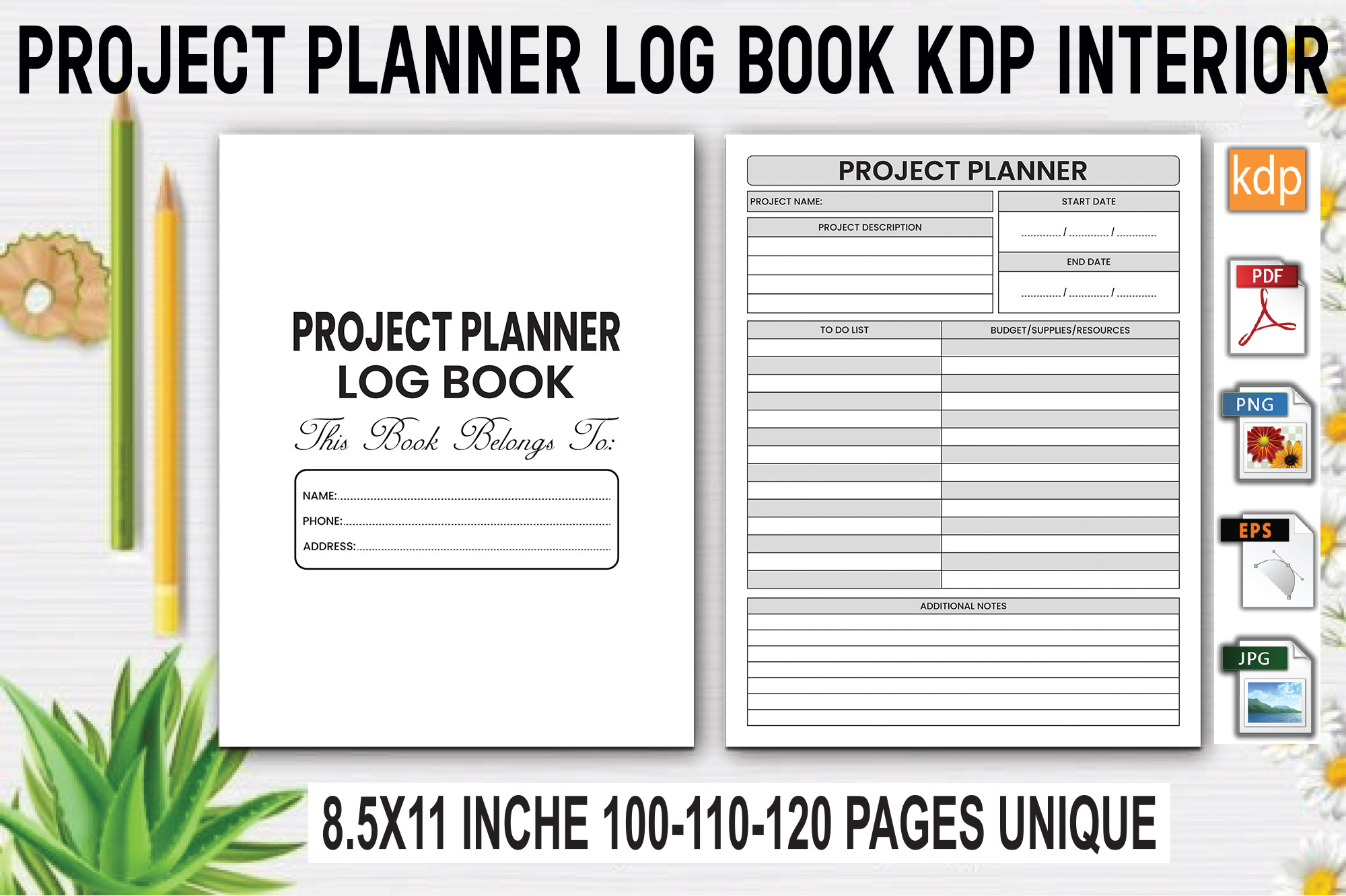 Project Planner Log Book | KDP Interior Graphic by KDP Studio ...