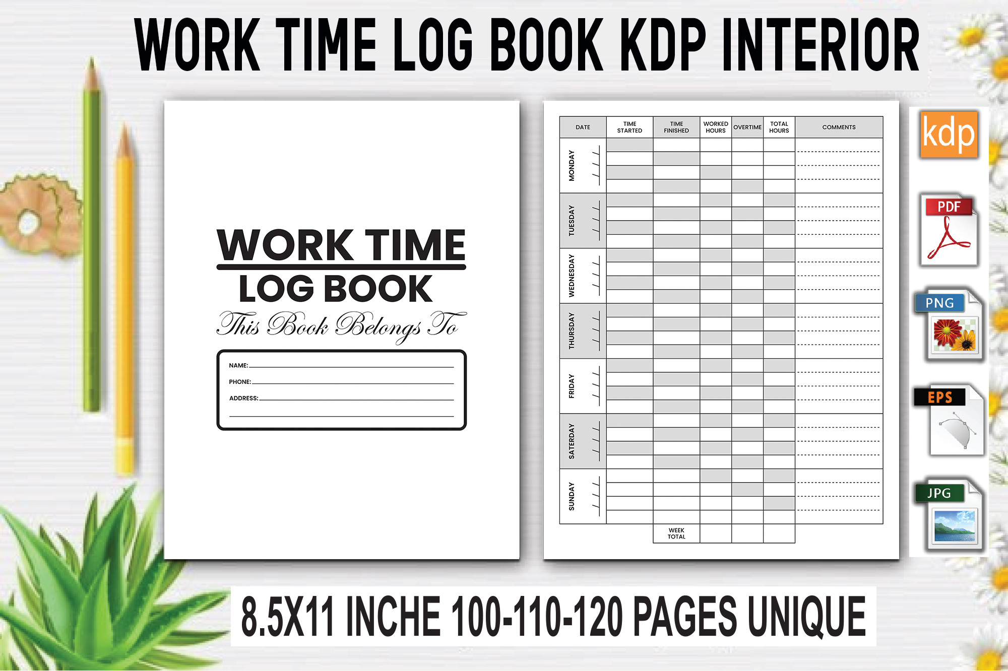 Work Time Log Book | KDP Interior Graphic by KDP Studio · Creative Fabrica